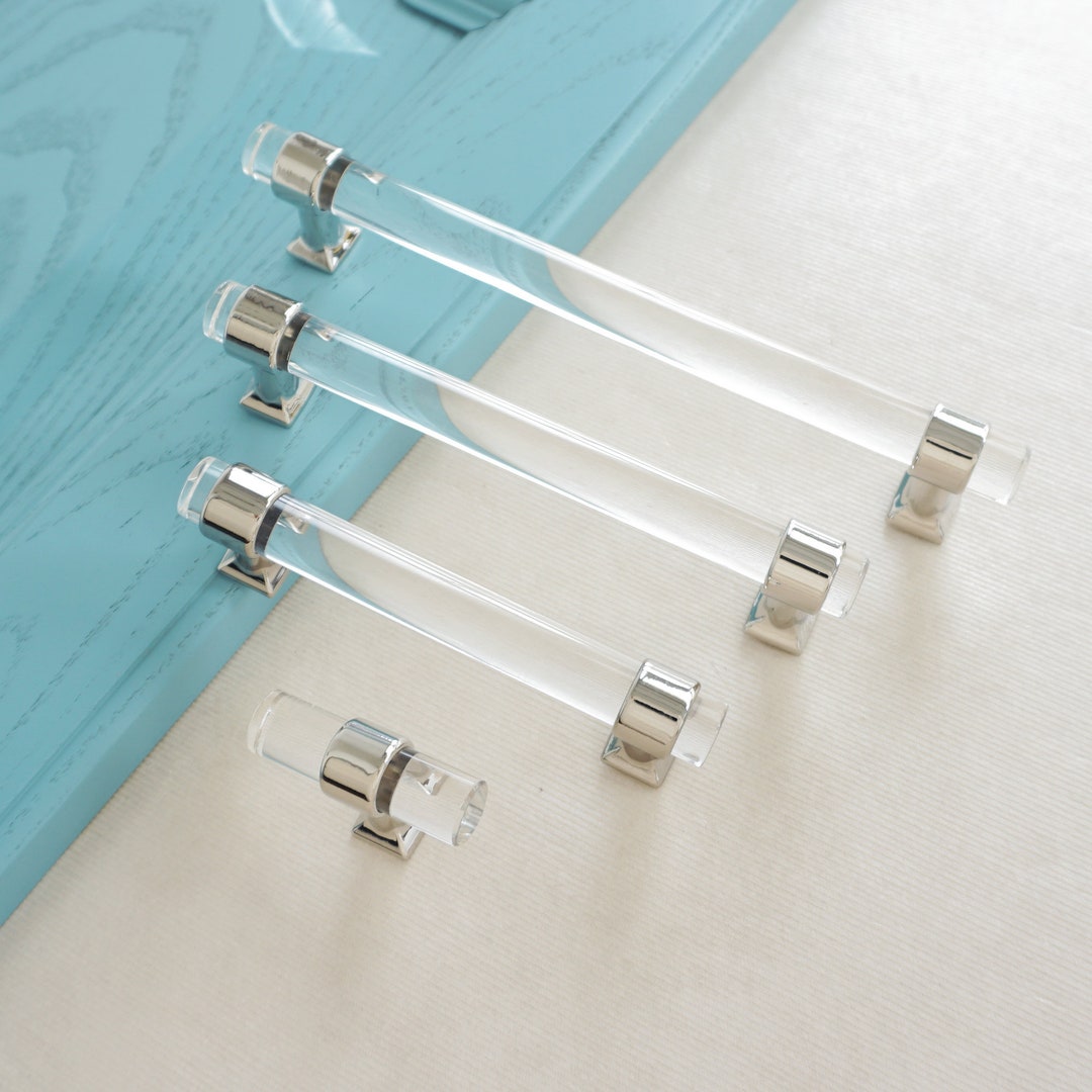 Clear Acrylic Drawer Handles Knob Handles for Cabinet Pulls Silver ...