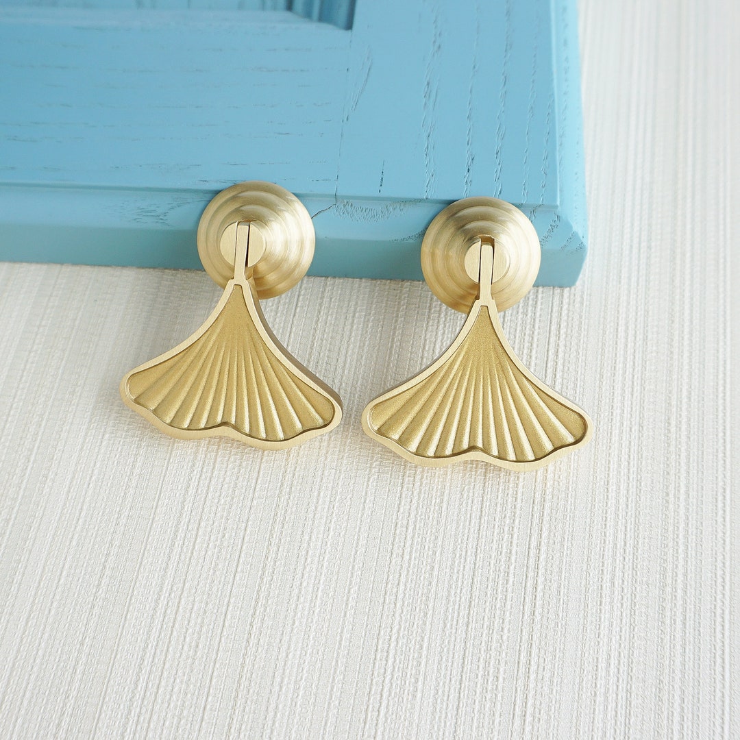Ginkgo Drawer Knob Brass Knobs Kitchen Pulls and Knobs Cabinet Handles Knobs Nordic Style Drawer ...