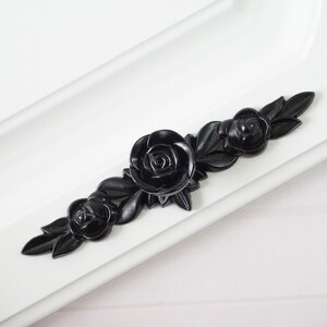 Black Rose Knobs Pulls Handles Wardrobe Handle/base With Knob Unique ...