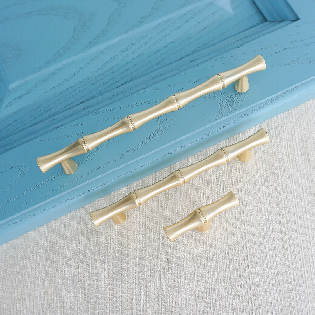 3.78" 5.0"gold Bamboo Cabinet Pulls and Knobs Drawer Pulls Knobs ...