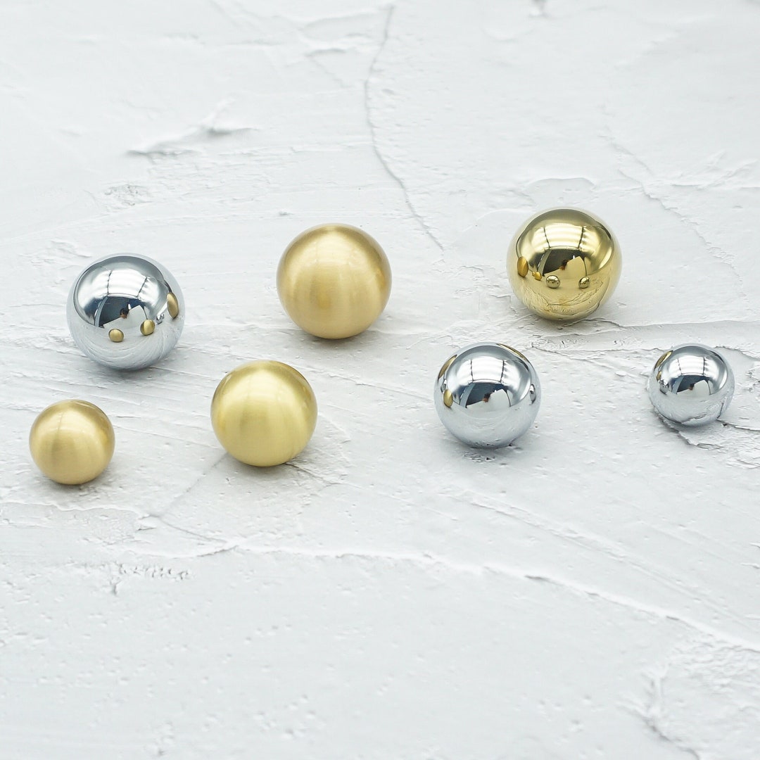 Gold Chrome Drawer Knobs Polished Gold Cabinet Pulls Solid Brass Mini ...