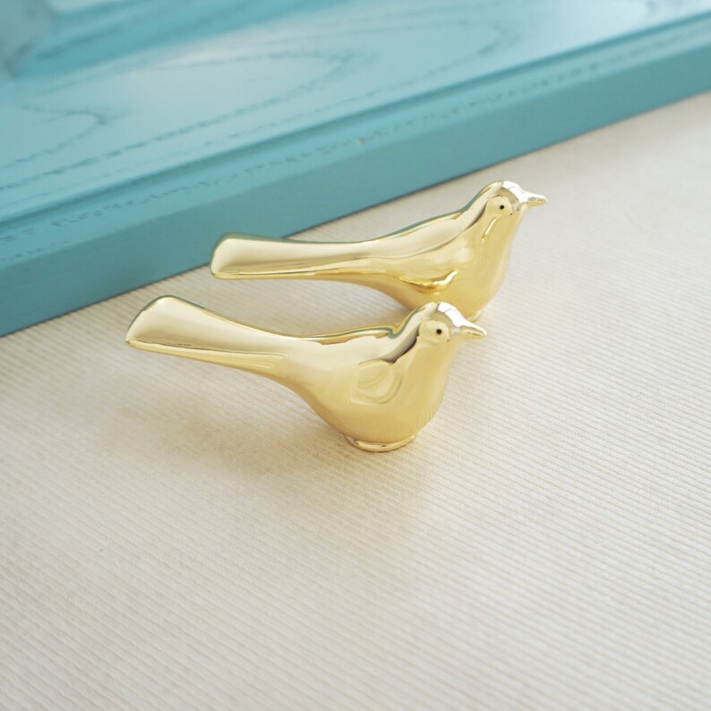 Exquisite Bird Brass Cabinet Handles Knobs Gun Black Drawer - Etsy