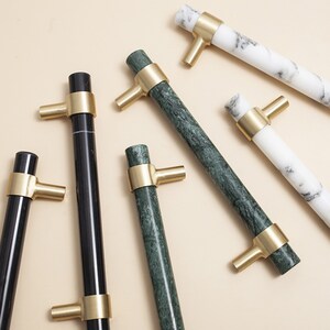 3.78" 5" Black White Green Marble Kitchen Pulls Dresser Knobs Handles ...