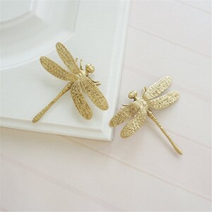 Dragonfly Knobs Brass Knobs Drawer Knob Kitchen Pulls and Knobs Cabinet Handles Knobs Drawer ...