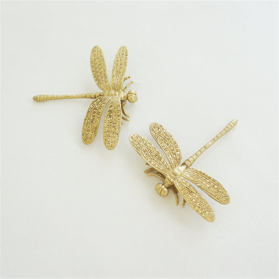 Dragonfly Knobs Brass Knobs Drawer Knob Kitchen Pulls and Knobs Cabinet Handles Knobs Drawer ...