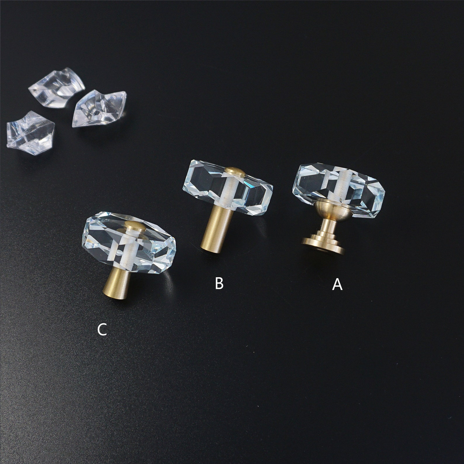 Brass Knobs Acrylic Cabinet Knob Drawer Pull Knob Glass | Etsy