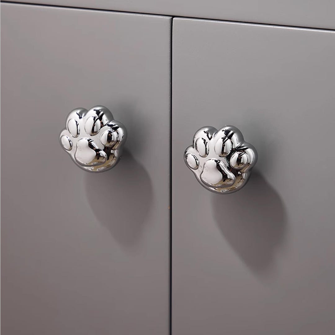 Art Decor Chrome Cat Paw Drawer Pull Knob Brass Dresser Knob Pulls ...