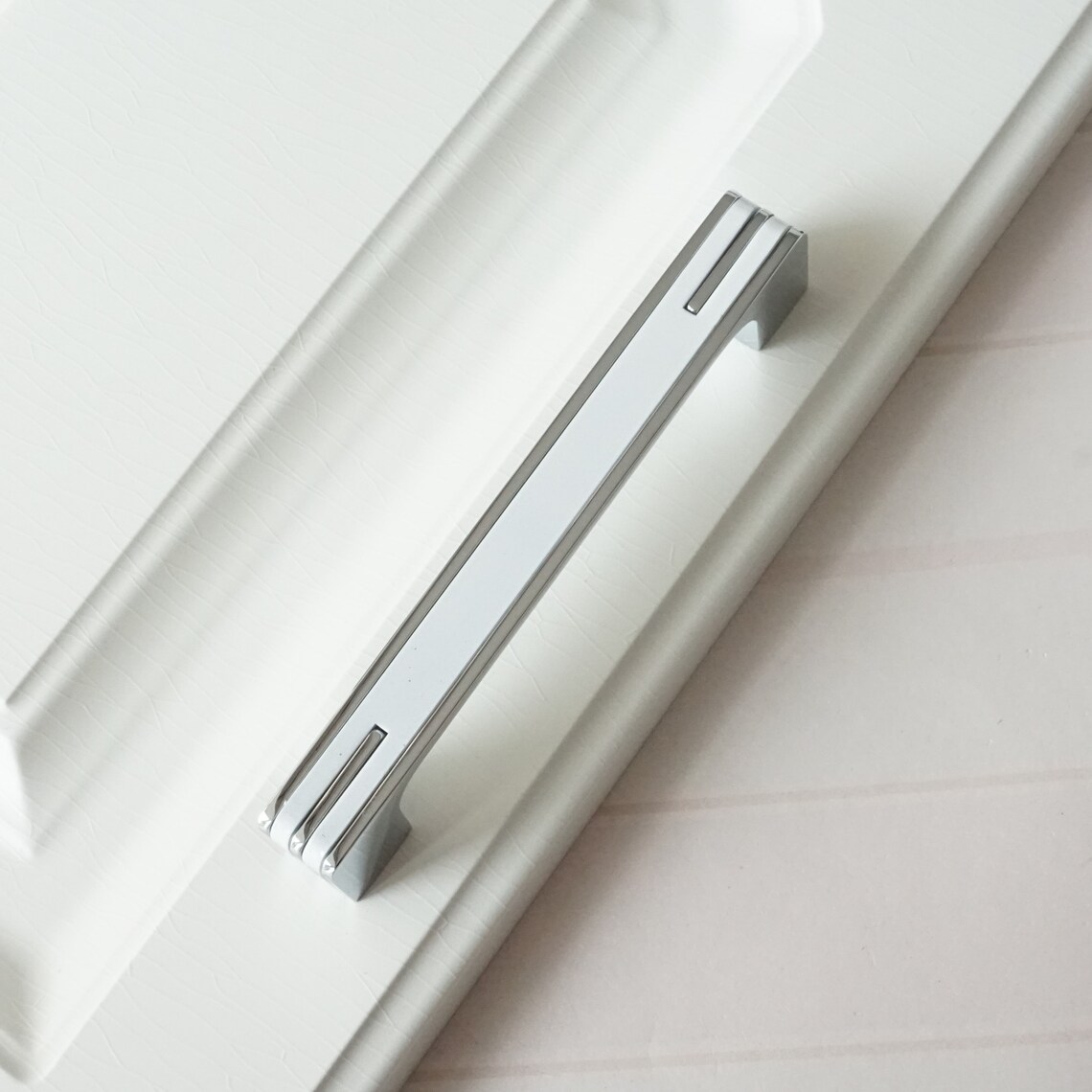 White Silver Cabinet Handles Kitchen Pulls Dresser Pulls | Etsy