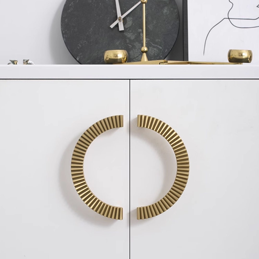 5" Semicircle Brass Drawer Pull Linear Cabinet Pulls Bedroom Wardrobe ...