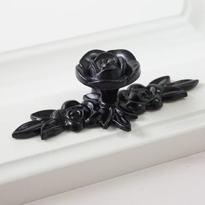 Black Rose Knobs Pulls Handles Wardrobe Handle/base With Knob Unique ...