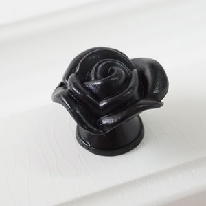 Black Rose Knobs Pulls Handles Wardrobe Handle/base With Knob Unique ...