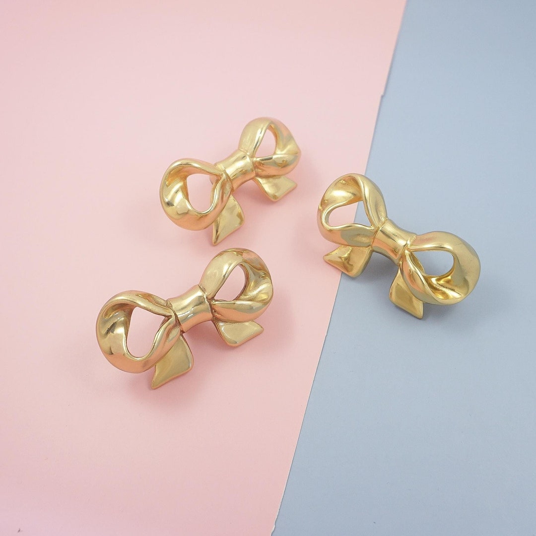 Brass Bow Knobs Drawer Knob Pull Handles Modern Bow Knobs Cabinet Knob ...
