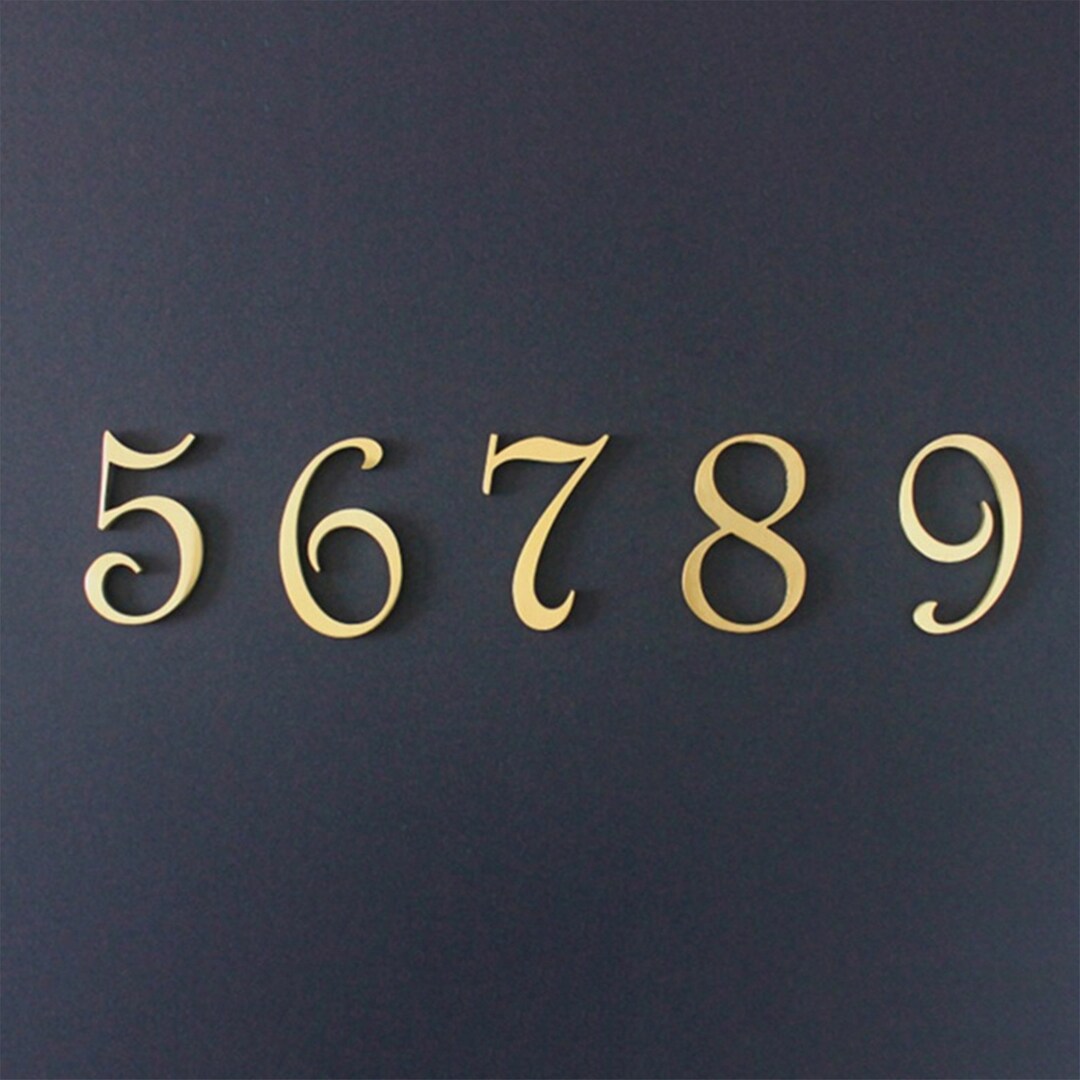 Door Numbers Solid Brass Gold Numbers for Doors Modern House Numbers ...