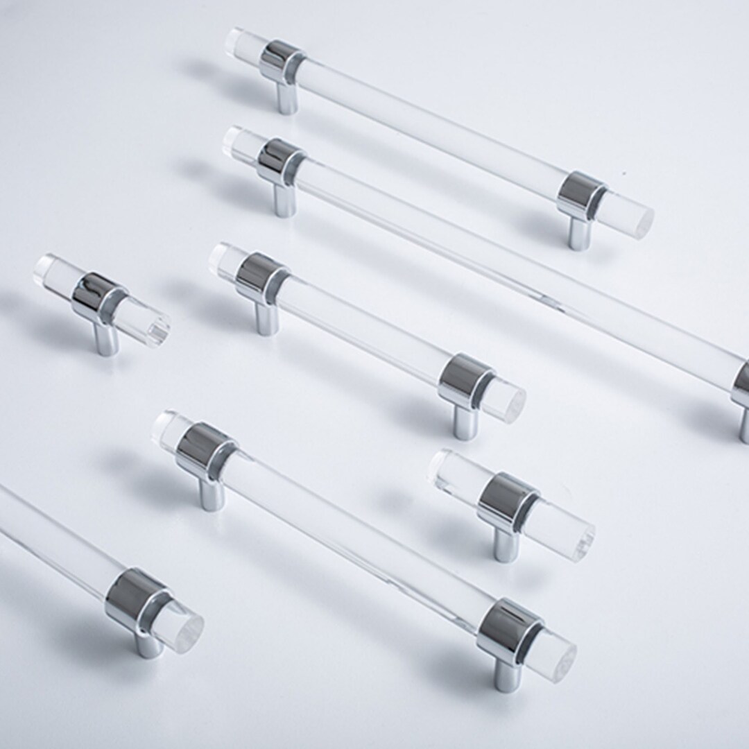 Customizable Clear Silver Acrylic Dresser Pull Handles / Drawer Pull ...