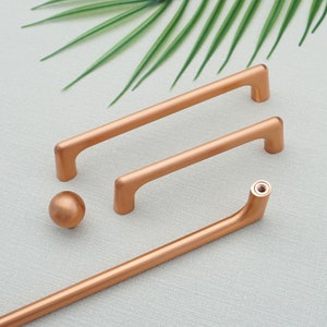 Brushed Copper Drawer Handles Knobs Kitchen Pulls Cabinet Handles Knobs ...