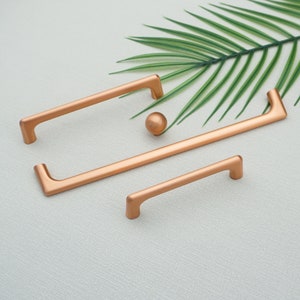 Brushed Copper Drawer Handles Knobs Kitchen Pulls Cabinet Handles Knobs ...