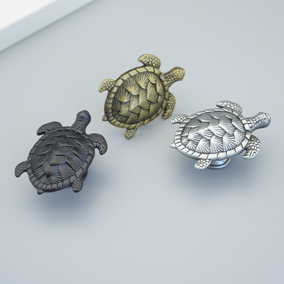 Cute Turtle Drawer Knobs Kitchen Pulls Knobs Handles Black Silver ...