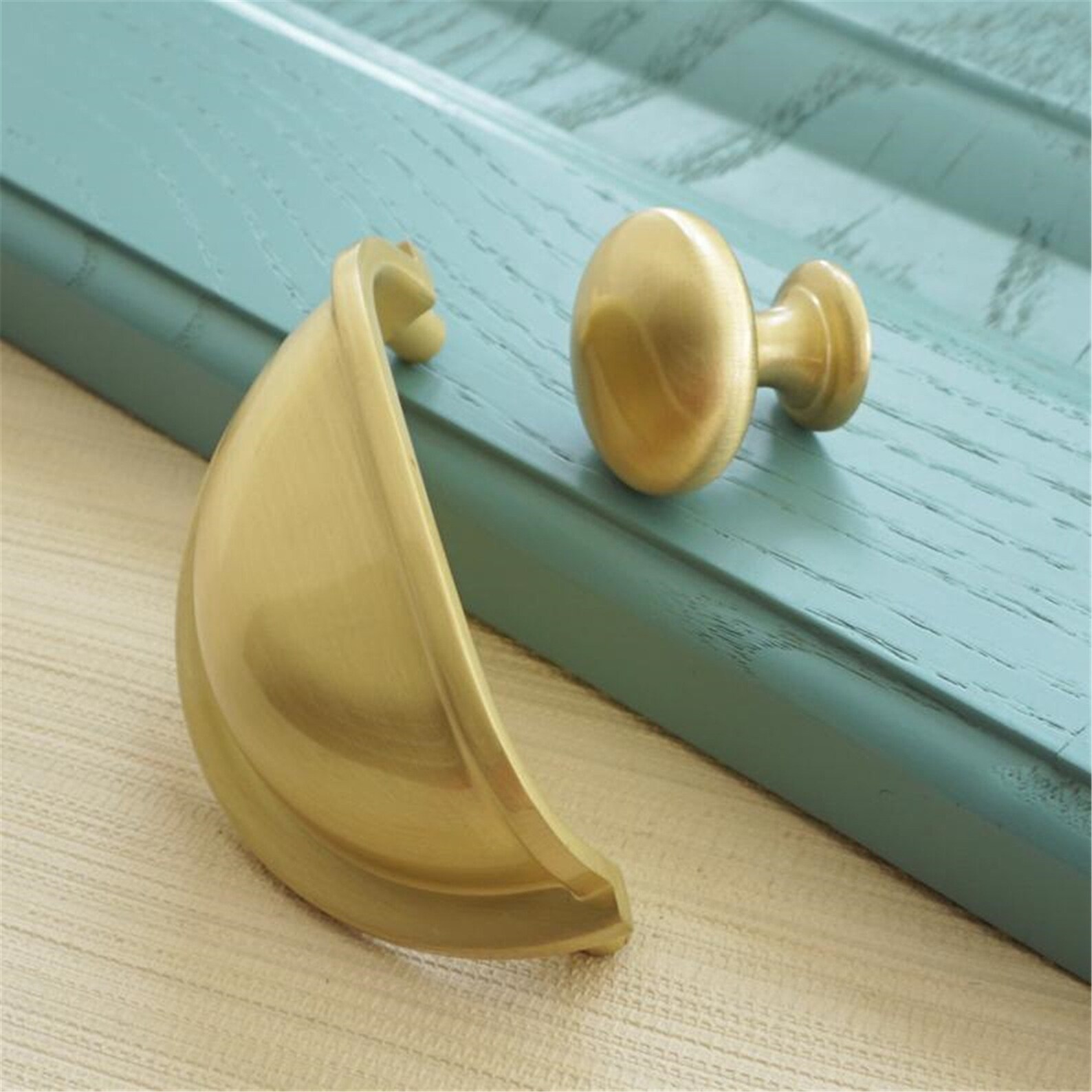 3 Brushed Gold Cup Pulls Dresser Drawer Knobs Handles | Etsy