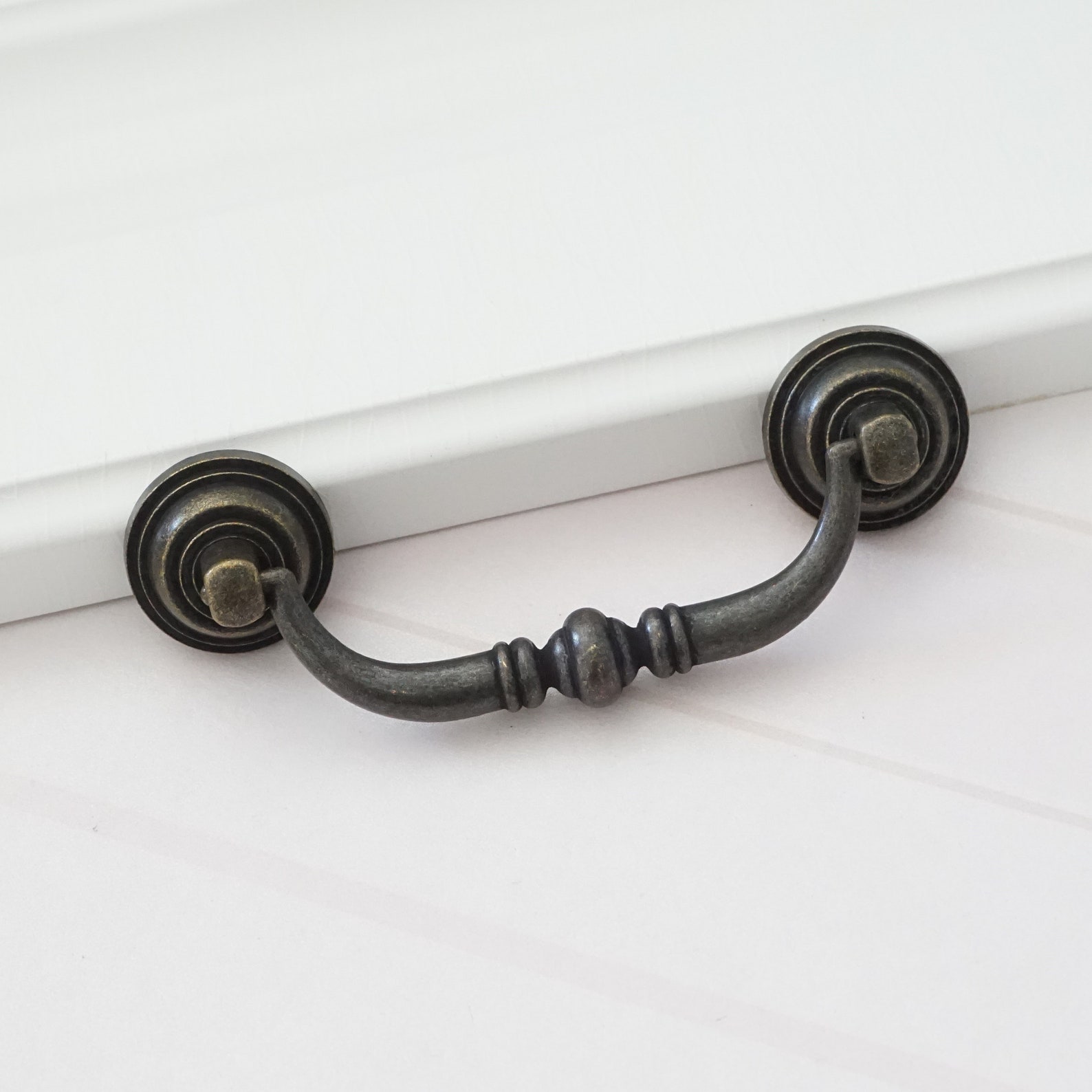 3.5 4.25 Antique Bronze Drop Pull Drawer Bail Pull | Etsy