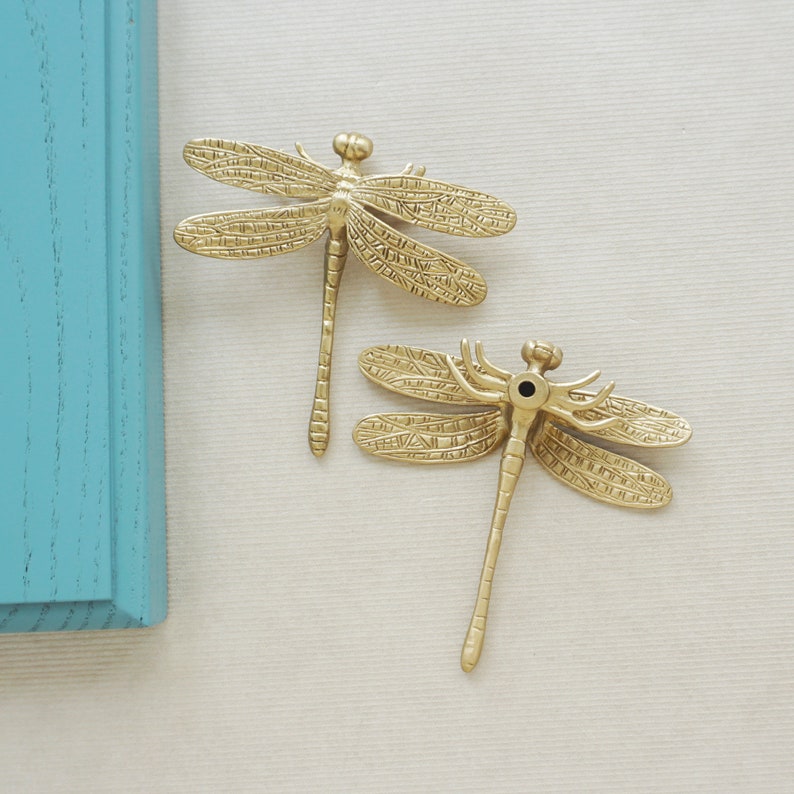 Dragonfly Brass Knobs Drawer Knob Kitchen Pulls and Knobs - Etsy