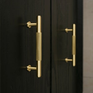 Solid Brushed Brass Drawer Pulls Knobs Kitchen Pulls Cabinet Handles Dresser Knobs Cupboard Knob ...