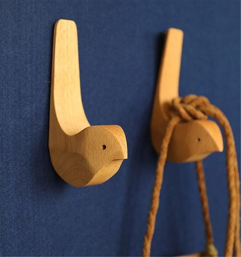 Beech Wood Hook Bird Hook Decorative Wall Hook Coat Hook - Etsy