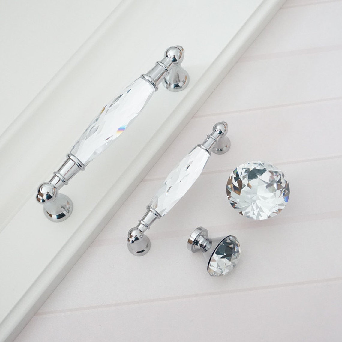 3.75 5 Crystal Cabinet Handles Knob Drawer Pull - Etsy