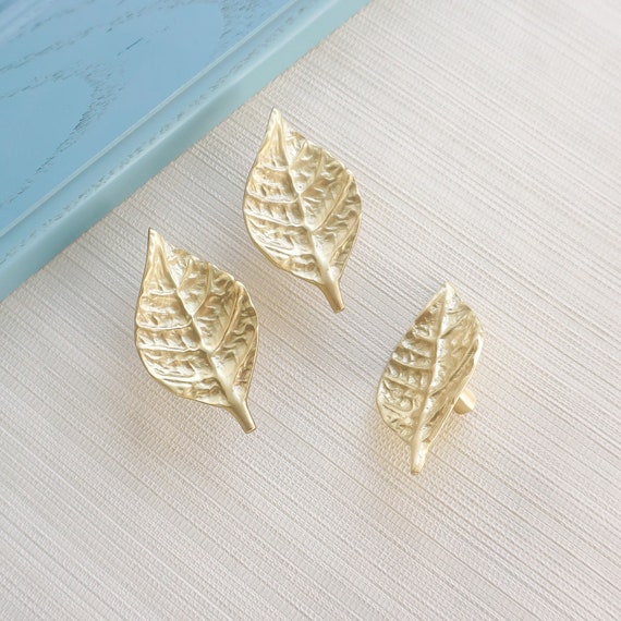 Leaf Design Drawer Pull Knobs Solid Brass Dresser Knobs Leaves - Etsy
