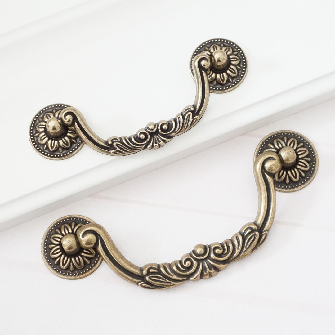 3.75 5 Vintage Dresser Drop Swing Drawer Knobs Pulls Handles Antique ...