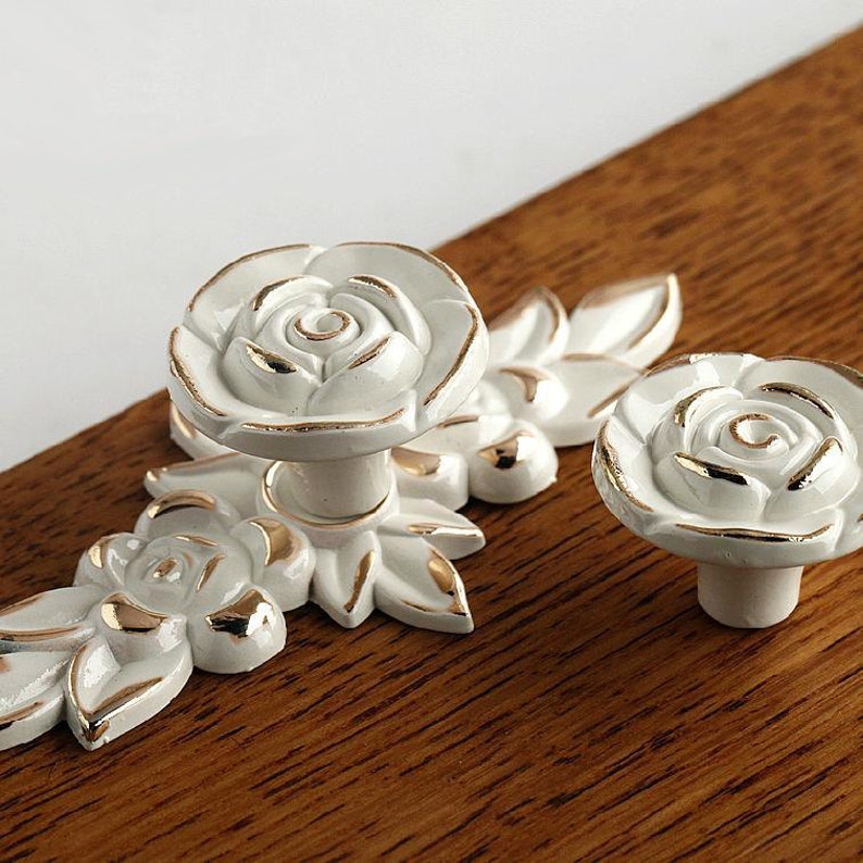 Shabby Chic Dresser Drawer Knobs Pulls Handles Creamy White - Etsy