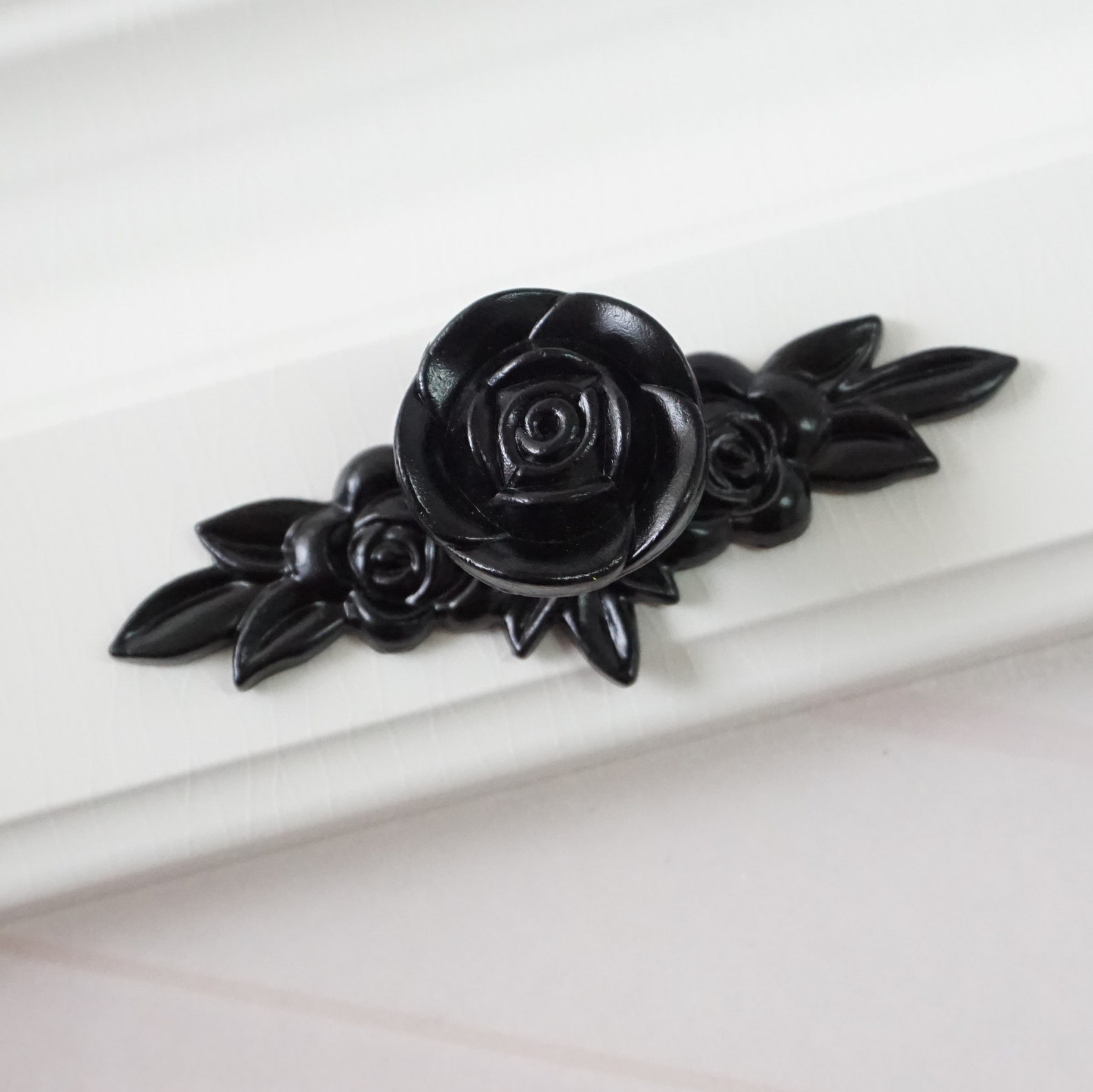 Black Rose Knobs Pulls Handles Wardrobe Handle/base With Knob - Etsy