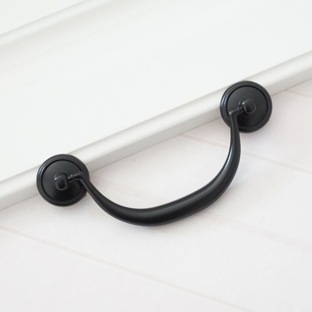 4.25 Black Drawer Pulls Handles Drop Bail Handles Simple Dresser Drop ...