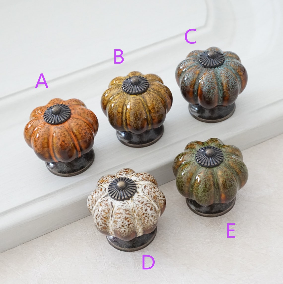 Vintage Pumpkin Knobs Ceramic Knobs Dresser Knob Pulls Drawer - Etsy