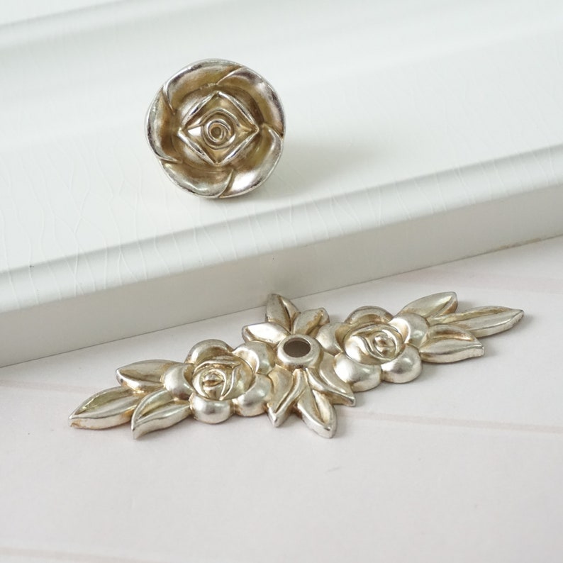 Rose Flower Dresser Handles Knobs Drawer Pulls Handles Antique | Etsy