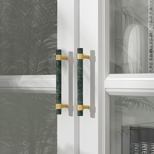 3.78" 5" Black White Green Marble Kitchen Pulls Dresser Knobs Handles ...