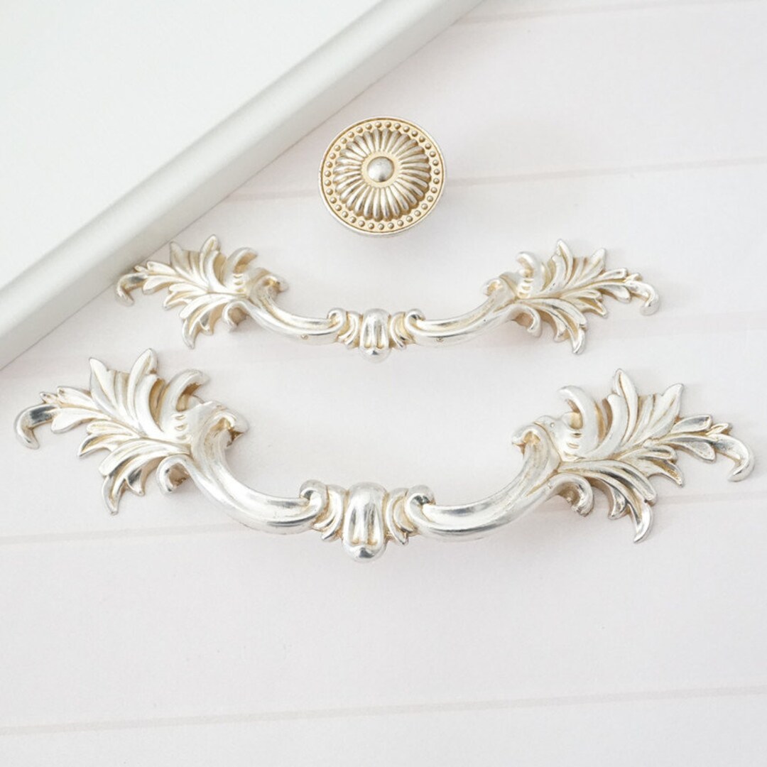 3 3.75 Antique Silver Drawer Pull Handles Dresser Knobs Pulls Shabby ...