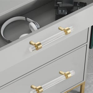Customizable Clear Acrylic Drawer Pulls and Knobs Brass Kitchen Pull Knob Dresser Pull Knob ...