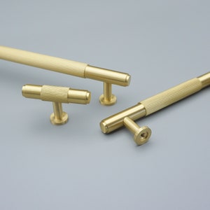 Solid Brushed Brass Drawer Pulls Knobs Kitchen Pulls Cabinet Handles Dresser Knobs Cupboard Knob ...