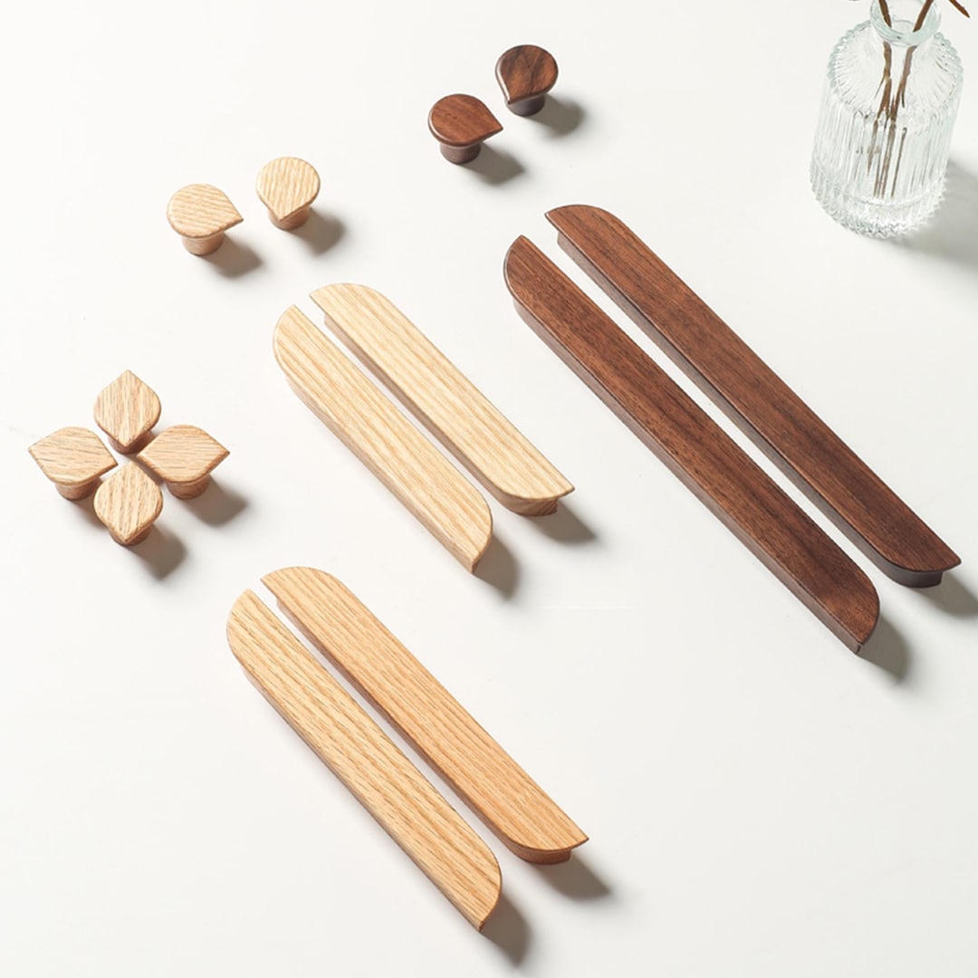 Unique Wood Cabinet Pulls Handles Natural Oak Drawer Pulls Wooden ...