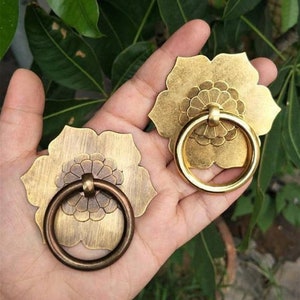 Brass Drawer Pulls Handles Antique Bronze Dresser Knob Back Plate Drop ...