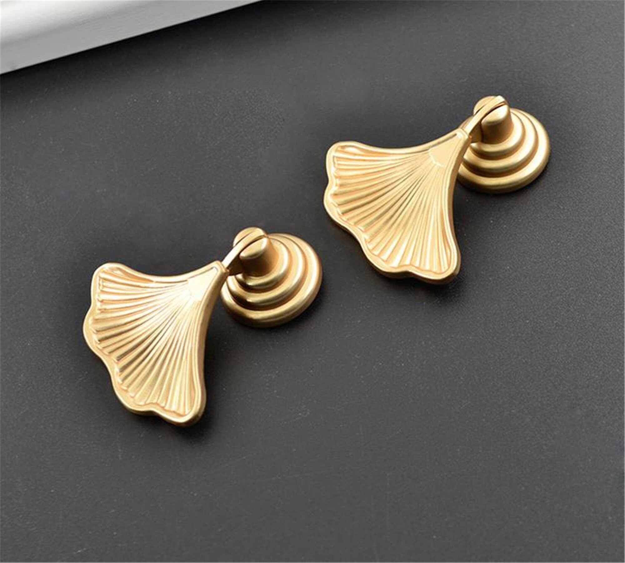 Brass Knobs Ginkgo Kitchen Pulls and Knobs Cabinet Handles | Etsy