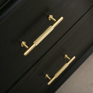 Solid Brushed Brass Drawer Pulls Knobs Kitchen Pulls Cabinet Handles Dresser Knobs Cupboard Knob ...