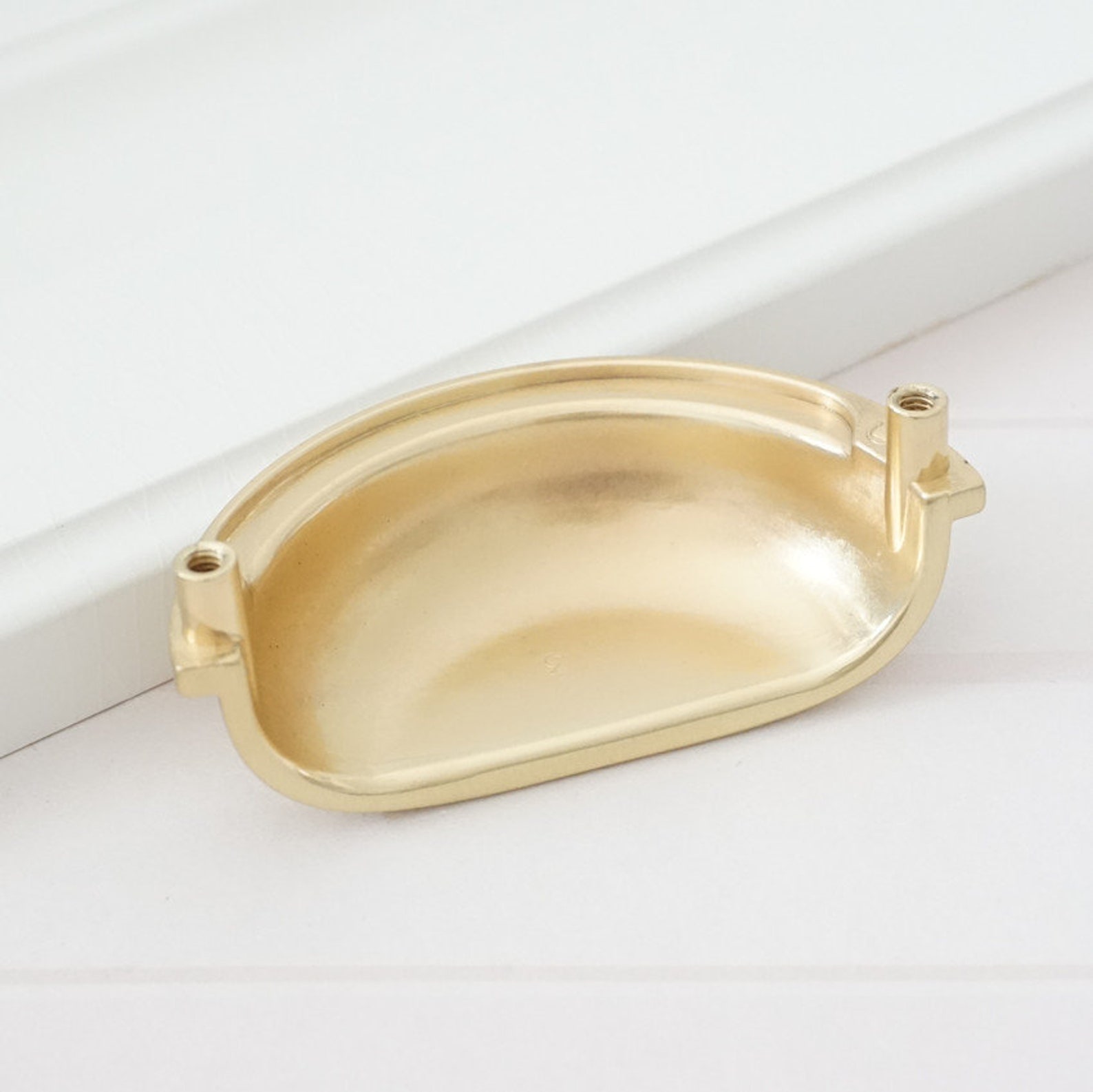 3 Brushed Gold Drawer Pulls Handle Cup Pull Kitchen - Etsy