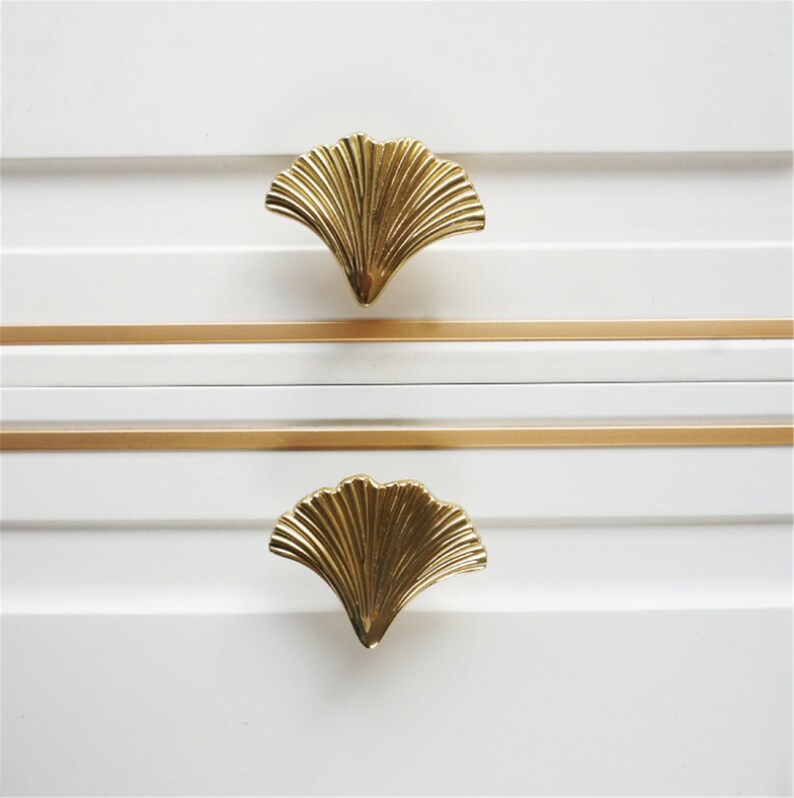 Ginkgo Leaf Brass Knobs Cabinet Knobs Kitchen Pulls Handles | Etsy