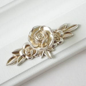 Rose Flower Dresser Handles Knobs Drawer Pulls Handles Antique Silver ...