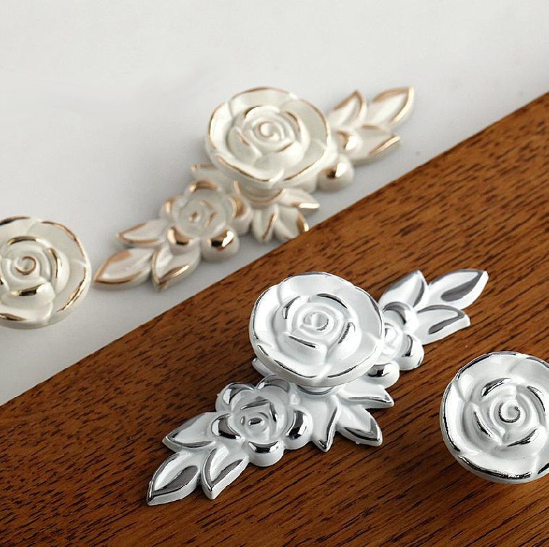 Shabby Chic Dresser Drawer Knobs Pulls Handles Creamy White - Etsy
