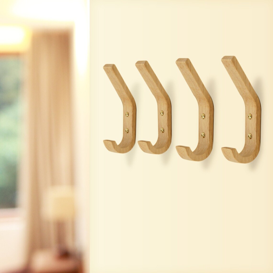 Oak Wood Hooks Creative Wall Hooks Decorative Hooks Wall Hook - Etsy