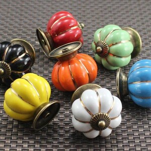 Ceramic Pumpkin Knobs Dresser Knobs Drawer Knob Pulls Handles / Kitchen Cabinet Door Knobs ...