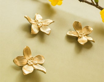 Flower Brass Knobs Kitchen Pulls and Knobs Cabinet Handles Knobs Nordic Style Drawer Knobs Pulls ...