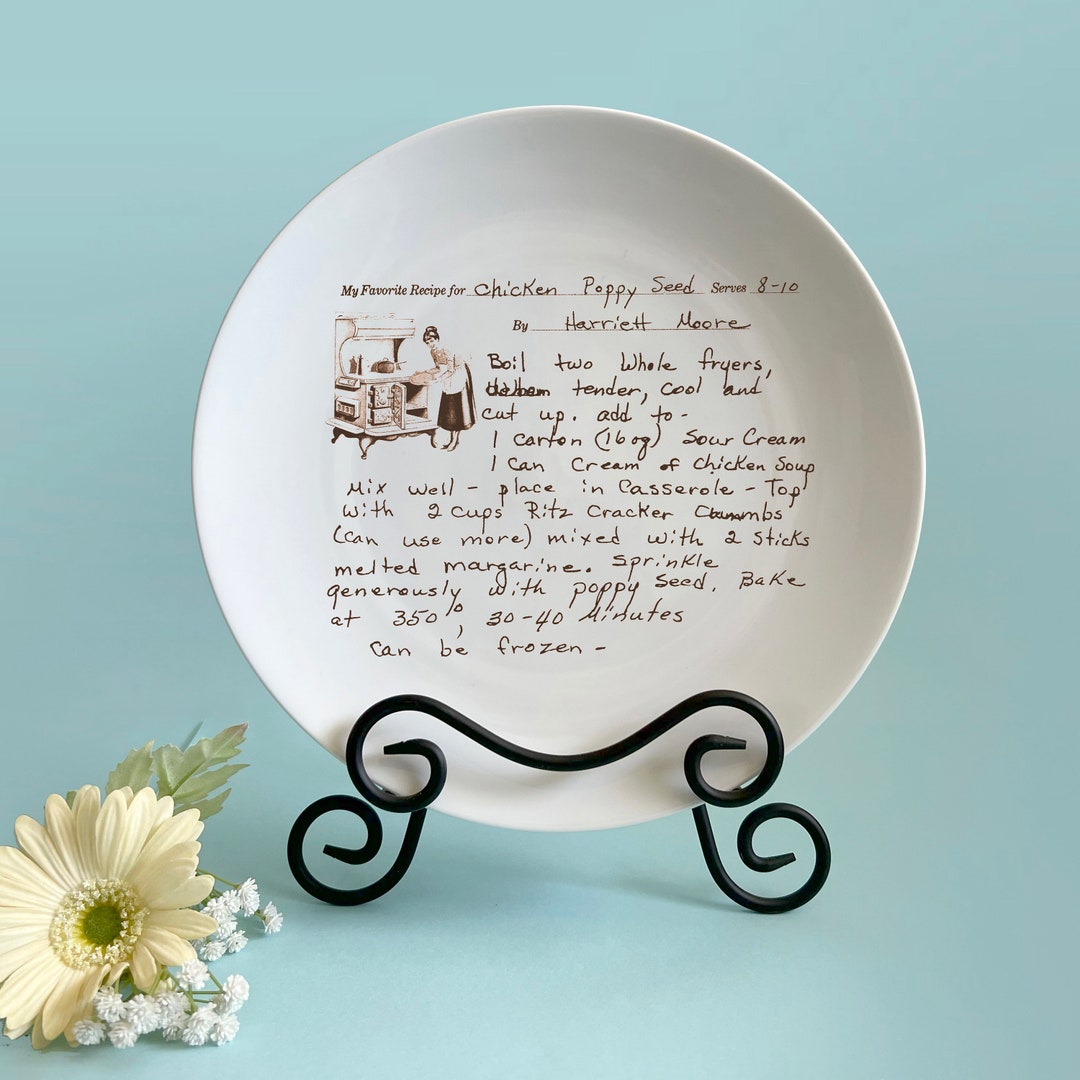 Custom Handwriting Recipe Round Plate Platter for Mothers Day Grandma ...